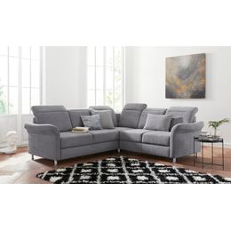 Sit & More Ecksofa SIT & MORE "Darwin L-Form", grau, B:249cm T:229cm, Sofas, Ecksofa, inklusive Federkern, wahlweise mit Kopfteilverstellung, Bettfunktion