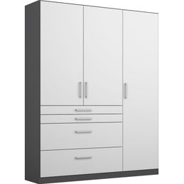 Dreht&uuml;renschrank Rauch "Kleiderschrank Schrank Garderobe Garderobenschrank Topseller HOMBURG", wei&szlig; (graumetallic, hochglanz wei&szlig;), B:136cm H:197cm T:54cm, Holzwerkstoff, Schr&auml;nke, Dreht&uuml;renschrank, mit viel Stauraum, oberer Schubkasten mit Einteilung MADE IN GERMANY