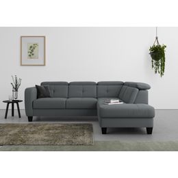 Sit & More Ecksofa SIT & MORE "Belluci L-Form", grau, B:249cm H:85cm T:195cm, Sofas, Ecksofa, inklusive Federkern, wahlweise mit Bettfunktion und Bettkasten