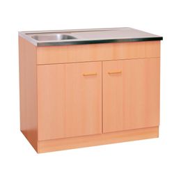 Sp&uuml;lenschrank KOCHSTATION "KS-Elster", braun (buchefarben), B:80cm H:85cm T:60cm, Holzwerkstoff, Schr&auml;nke, Sp&uuml;lenschrank, Breite 80 cm