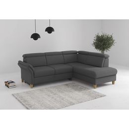 Ecksofa Home Affaire "Glendale, L-Form", dunkelgrau, B:247cm H:84cm T:193cm, 95% Polyester, 5% Polyamid, Sofas, Ecksofa, inkl. Kopfteilverstellung, wahlweise mit Vorziehsitz und Bettkasten