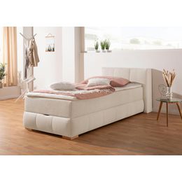 Boxbett Home Affaire "Chelles", beige (beige, natur), B:107cm L:225cm, Komplettbetten, Boxbett, inkl. Topper und Bettkasten