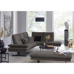 Ecksofa W.Schillig "broadway, Designsofa, toller Sitzkomfort, zeitlos, elegant, L-Form", grau (anthrazit s22), B:284cm H:94cm T:224cm, Flachgewebe S22 (100% Polyester), Sofas, Ecksofa, Sitztiefenverstellung, Kopfteil- & Seitenteilverstellung, Breite 284cm