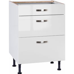 Unterschrank KOCHSTATION "KS-Cara", wei&szlig; (wei&szlig; glanz, wei&szlig;), B:60cm H:87cm T:58,4cm, Schr&auml;nke, Unterschrank, Breite 60 cm, mit Vollausz&uuml;gen und Soft-Close-Funktion
