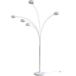 Salesfever Stehlampe "Flemming", wei&szlig;, 5, H: 205cm, 1 Stk., Leuchten, 5 bewegliche Arme, Dimmschalter, echter Marmorfu&szlig;, Stehlampe