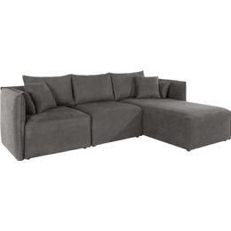 Ecksofa OTTO HOME "N&ouml;re L-Form", grau (anthrazit), B:262cm H:74cm T:172cm, Samtoptik (100% Polyester);Struktur (100% Polypropylene);Webstoff (100% Polyester);Struktur fein (100% Polyester);Luxus-Microfaser Lederoptik (100% Polyester);Baumwoll-/Leinenmix (60% Baumwolle/40% Leinen), Sofas, Ecksofa, 3 Teile, in vielen Bezugsqualit&auml;ten und Farben. Modulteile s. "N&ouml;re"