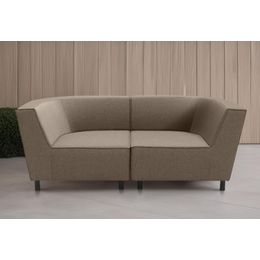 Sofa-Eckelement DOMO collection "Sonna, individuell zusammenstellbar", braun, B:103cm H:77cm T:103cm, 100% Olefin, Polsterelemente, Sofa-Eckelement, Einzelelemente f&uuml;r Terrasse, Garten und Balkon, speziell f&uuml;r Outdoor