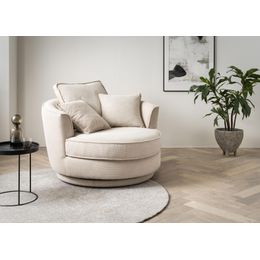 Drehsessel Home Affaire "MAISIE, Love Seat XXL, Lese-Sessel BIG-", beige (hellbeige), B:120cm H:86cm T:120cm, Sessel, Drehsessel, Sessel in MEGA CORD u. Web-Velours, 360 Grad drehbar