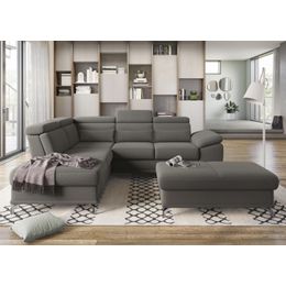 Sit & More Ecksofa SIT & MORE "Cabrio L-Form, B: 274 cm, mit Sitztiefen-, Arm- & Kopfteilverstellung", braun (schlamm), B:274cm H:87cm T:230cm, 100% Polyester, Sofas, Ecksofa, 3 Nierenkissen, Federkern, optional Bettfunktion und Stauraum
