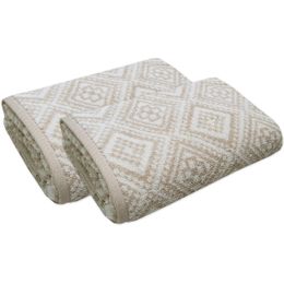 Badet&uuml;cher Framsohn FROTTIER "Arabeske Duscht&uuml;cher", bunt (beige, braun, naturwei&szlig;), B:75cm L:150cm, Walkfrottier, Obermaterial: 100% Baumwolle, Handt&uuml;cher, Badet&uuml;cher, Badetuch, skandinavisch gemustert, hergestellt in &Ouml;sterreich