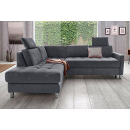 Sit & More Ecksofa SIT & MORE "Pablo L-Form", grau (dunkelgrau), B:233cm H:78cm T:196cm, Struktur fein (100% Polyester);Struktur (100% Polyester), Sofas, Ecksofa, wahlweise mit Bettfunktion