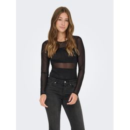Langarmbody Only "ONLESTHER GLITTER L/S BODY JRS", Damen, Gr. L (40), N-Gr, schwarz, Jersey, Obermaterial: 65% Viskose, 29% metallisierte Fasern, 6% Elasthan, unifarben, Rundhals, Bodys Langarmbody