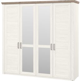 Kleiderschrank "York Schlafen", pino aurelio, eiche nelson, B:220cm H:210cm T:62cm, Holzwerkstoff, SET ONE BY Musterring, Schr&auml;nke, Kleiderschrank, mit Holz- und Spiegelt&uuml;ren, inkl. Kranz in Eiche, H&ouml;he 207 x T60 cm