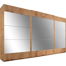 Schwebet&uuml;renschrank Rauch "Kleiderschrank Schrank Garderobe W&auml;scheschrank Ankleide MALIBU", braun (eiche artisan), B:361cm H:210cm T:62cm, Holzwerkstoff, Schr&auml;nke, Schwebet&uuml;renschrank, mit gro&szlig;fl&auml;chigen T&uuml;ren, gro&szlig;z&uuml;giger Stauraum MADE IN GERMANY