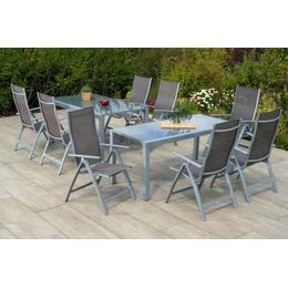 Garten-Essgruppe Merxx "Carrara", grau (silber, taupe), Polyester, Aluminium, Polyester, Sitzm&ouml;bel-Sets, Garten-Essgruppe