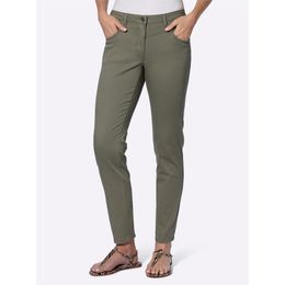 Stretch-Jeans Inspirationen, Damen, Gr. 38, Normalgr&ouml;&szlig;en, gr&uuml;n (khaki), 96% Baumwolle, 4% Elasthan, unifarben, lang, Jeans Stretch-Jeans