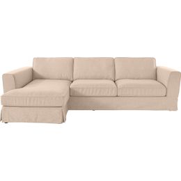 Ecksofa Home Affaire "Vintage L-Form", beige (sand), B:284cm H:83cm T:165cm, 100%PES, Sofas, Ecksofa, 3-Sitzer Polsterecke im Landhausstil, mit abnehmbarer Husse