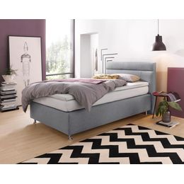 Boxspringbett, grau (strukturstoff grau), ohne LED-Beleuchtung, Liegefl&auml;che B/L: 120cm x 200cm, H2, Bonnell-Federkernmatratze, Bezug Unterbox und Kopfteil: Strukturstoff (77% Polyester und 23% Viskose);Bezug Obermatratze 100% Polyester, waschbar bis 60C, Westfalia Schlafkomfort, Komplettbetten, Boxspringbett, wahlweise mit LED-Beleuchtung