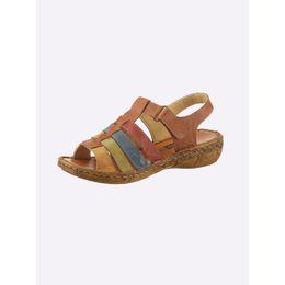 Sandale Casual Looks, Damen, Gr. 39, bunt (cognac, bunt), Glattleder, Schuhe Sandale