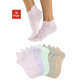 Sneakersocken Kangaroos, Damen, Gr. 39-42, bunt (2x beige, 2x mint, 2x gr&uuml;n, 2x flieder, 2x rosa), Baumwolle, Elasthan, Polyamid, unifarben, elastisch, Socken Sneakersocken, mit erh&ouml;htem B&uuml;ndchen