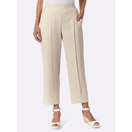 Bundfaltenhose Classic Basics, Damen, Gr. 38, Normalgr&ouml;&szlig;en, beige (sand), 100% Polyester, meliert, unifarben, lang, Hosen Bundfaltenhose