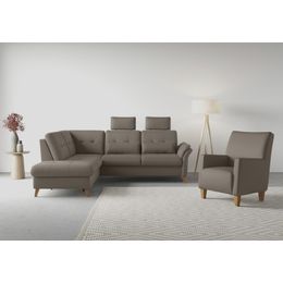 Sit & More Ecksofa SIT & MORE "G&ouml;teborg", braun (savannah), B:250cm H:90cm T:226cm, Sofas, Ecksofa, inkl. Sitztiefenverstellung, wahlweise mit Bettfunktion & Bettkasten