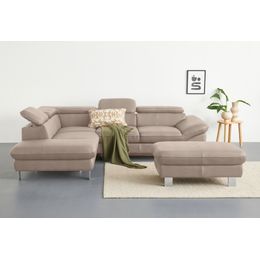 Ecksofa COTTA "Driver L-Form", beige (natural), B:268cm H:73cm T:214cm, Kunstleder SOFTLUX;LEDER BEEFY (ein abgedecktes Spalt-Rindsleder) im Sitz und R&uuml;cken (Korpus in Kunstleder);Luxus-Kunstleder;NaturLEDER (echtes Rindsleder) im Sitz und R&uuml;cken (R&uuml;ckseite mit Spannstoff bezogen), Sofas, Ecksofa, mit Kopfteilverstellung, wahlweise mit Bettfunktion & Bettkasten