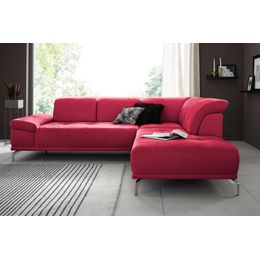 Ecksofa Home Affaire "Caluna", rot, B:262cm H:97cm T:233cm, Luxus-Microfaser Vintageoptik (100% Polyester);Flachgewebe Mura: (100% Polyester);Luxus-Mikrofaser (90% Polyester, 10% Polyamid), Sofas, Ecksofa, Inkl.Sitztiefenverstellung, wahlweise mit Kopf- und Armteilverstellung