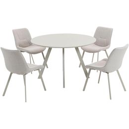 Essgruppe Duo Collection "Pina und Mila", grau (creme, kaschmir), MDF, Polyester, Sitzm&ouml;bel-Sets, Essgruppe, &Oslash; 120 cm, massives Metallgestell, Trendfarbe Kaschmir