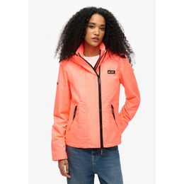 Outdoorjacke Superdry "HOODED MTN WINDBREAKER JKT", Damen, Gr. L, rot (pastelline coral), Web, Obermaterial: 100% Polyester, unifarben, slim fit, B&uuml;ndchen, Jacken Outdoorjacke