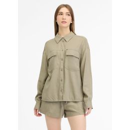 Langarmshirt Ragwear "JOCASTA", Damen, Gr. XL (42), gr&uuml;n (dusty olive), Web, Obermaterial: 75% Viskose, 25% Leinen, unifarben, regular fit h&uuml;ftlang, Rundhals, Shirts Langarmshirt, mit Leinen, relaxed fit