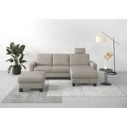 Ecksofa Home Affaire "Summer L-Form", grau (steel), B:249cm H:91cm T:164cm, 95% Polyester, 5% Polyamid, Sofas, Ecksofa, mit Recamiere, mit oder ohne Bettfunktion und Bettkasten, Cord-Bezug