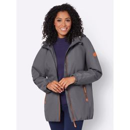 Langjacke Casual Looks, Damen, Gr. 54, grau (anthrazit), 100% Polyester, unifarben, Jacken Langjacke