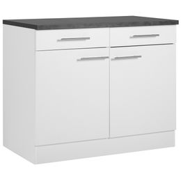 Unterschrank Optifit "Mini", wei&szlig;, B:100cm H:84,8cm T:60cm, Schr&auml;nke, Unterschrank, Breite 100 cm