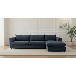 Ecksofa "Avelina", blau (dunkelblau), B:297cm H:77cm T:186cm, 100% Polyester, LeGer Home by Lena Gercke, Sofas, Ecksofa, Breite 297 cm, in Cord- und Chenille- Stoff, R&uuml;ckenkissen mit Federn
