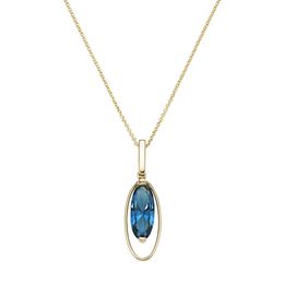 Kette mit Anh&auml;nger Luigi Merano "Kette Anh&auml;nger mit Blautopas, Gold 375", blau, Halsketten, Damen, Gelbgold 375, Kette mit Anh&auml;nger