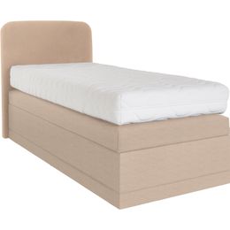 Boxspringbett, braun (dunkelbeige), B:105cm L:212cm, Box und Kopfteil: Microvelours (100% Polyester) oder Kunstleder (Polyurethan);Bezug der Obermatratze: 100% Polyester, Westfalia Schlafkomfort, Komplettbetten, Boxspringbett, wahlweise mit Bettkasten