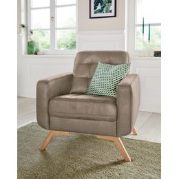 Sessel exxpo - SOFA FASHION "Fiord, Loungesessel", braun (cappuccino), B:81cm H:87cm T:78cm, Webvelours (100% Polyester);Vintage (100% Polyester), Sessel, Sessel, aktuelles Design, tolle Detailverarbeitung im Sitz und R&uuml;cken