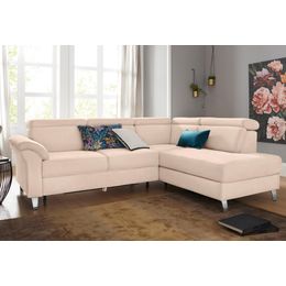 Sit & More Ecksofa SIT & MORE "Arngast L-Form", beige (creme), B:245cm H:84cm T:194cm, Sofas, Ecksofa, inklusive Kopfteilverstellung und Federkern