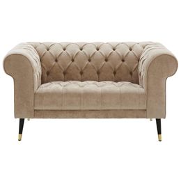 Chesterfield-Sofa Home Affaire "Tinnum", beige, B:150cm H:77cm T:87cm, Luxus-Microfaser Vintageoptik (66% PU, 27% Polyester, 7% Baumwolle);Struktur weich( 97% Polyester, 3% Polyacryl), Sofas, Chesterfield-Sofa