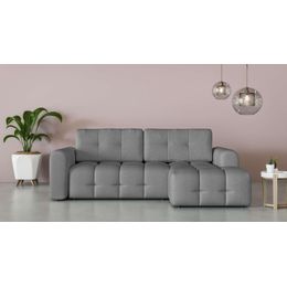 Ecksofa OTTO HOME "Manilla, wahlweise mit Bettfunktion, B/T/H 265/170/91 cm", grau (dunkelgrau), B:265cm H:91cm T:170cm, 100% Polyester, Sofas, Ecksofa, L-Form mit Recamiere rechts/links bestellbar, Wellenunterfederung