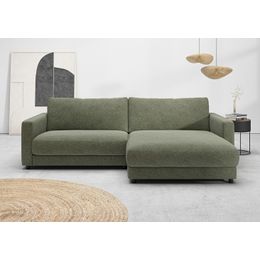 Ecksofa Home Affaire "Ecksofa Jiro, L-Form, gro&szlig;e Sitztiefe, Breite 265 cm", oliv, B:265cm H:85cm T:190cm, 100% Polyester, Sofas, Ecksofa, lose Sitz- & R&uuml;ckenkissen, weicher Polsteraufbau, komfortabel & modern