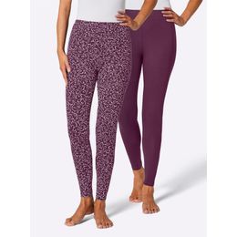 Leggings, Damen, Gr. 18/19, Kurzgr&ouml;&szlig;en, rot (bordeaux), 95% Baumwolle, 5% Elasthan, unifarben, Hosen Leggings