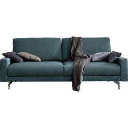 2,5-Sitzer "CR.450, Designsofa, Loungesofa", blau (ozeanblau 062, 72), B:184cm H:85cm T:95cm, Jacquard-Flachgewebe Diane 1 Q2 (55% Polyacryl 45% Polyester);NaturLEDER OSKAR (echtes Rindsleder), CREATION BY ROLF BENZ, Sofas, 2 5-Sitzer, Armlehne niedrig, Fu&szlig; chromfarben gl&auml;nzend, Breite 184 cm