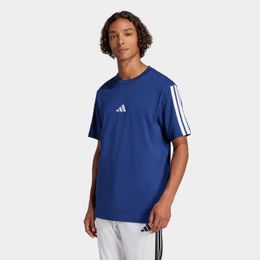 T-Shirt adidas Sportswear "M 3S SJ T B", Herren, Gr. S, dkblau, wei&szlig;, Obermaterial: 100% Baumwolle, Rundhals, Shirts T-Shirt, sportlicher Stil, mit 3-Streifen-Design, aufgesticktes Logo