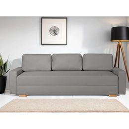 3-Sitzer Home Affaire "SHERIDIAN Schlafsofa mit Bettkasten, in Feincord & Velvet", grau, B:225cm H:80cm T:94cm, 100% Polyester, Sofas, 3-Sitzer, mit Wellenunterfederung, moderne Bez&uuml;ge, B/H/T 225/94/80