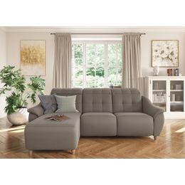 Ecksofa Home Affaire "Boston L-Form", braun (savannah), B:254cm T:170cm, Struktur (100% Polyester);Luxus-Microfaser Florence (100% Polyester);Chenille (100% Polyester);NaturLEDER (reines Rindsleder), Sofas, Ecksofa, Kopfteilverstellung an jeder Sitzfl&auml;che, wahlweise Relaxfunktion