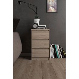 Kommode Inosign "Naia", braun (jackson hickory), B:40,4cm H:70,1cm T:50cm, Holzwerkstoff, Sideboards, Kommode, Elegante und modernes Sideboard mit 3 ger&auml;umigenSchubladen