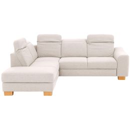 Ecksofa Home Affaire "Dundee L-Form", beige (creme), B:263cm H:86cm T:219cm, Struktur fein (100% Polyester), Sofas, Ecksofa, wahlweise mit Kopfteilverstellung und zus&auml;tzlich mit Bettfunktion