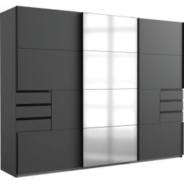 Schwebet&uuml;renschrank wimex "Saigon", grau (graphit, schwarz), B:270cm H:208cm T:64cm, Holzwerkstoff, Schr&auml;nke, Schwebet&uuml;renschrank, mit Spiegelt&uuml;r, 3 T&uuml;ren, 270cm breit, Topseller